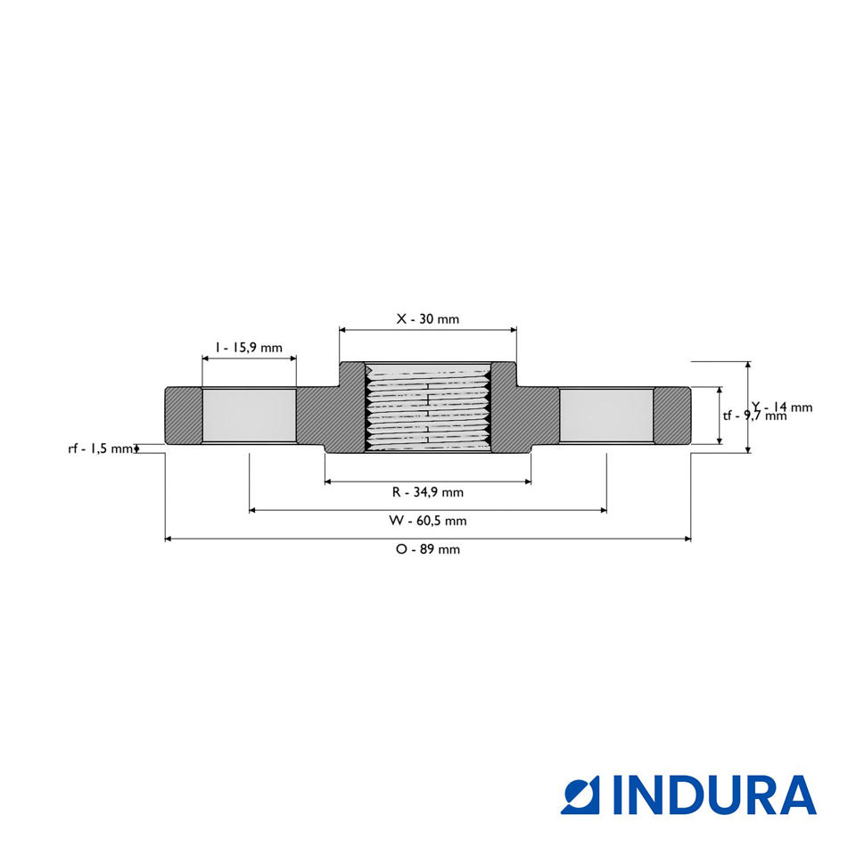 Threaded flange, ASME B16.5, 150 lbs, 1/2", LF2 CL1-SA/A105N-P280GH, INDURA