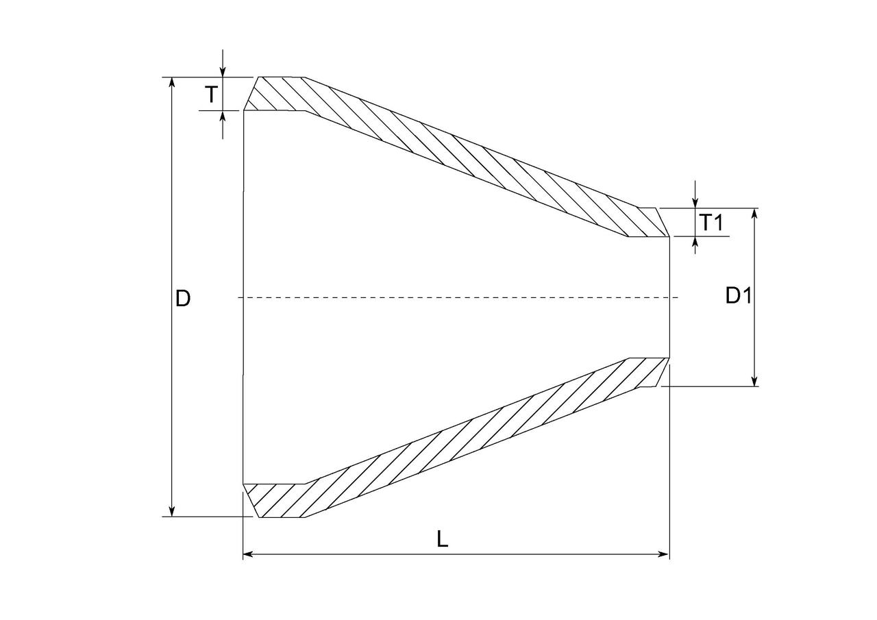 Concentric Reducer, EN10253-2, T:B, 139.7x60.3, P235GH-TC1, INDURA