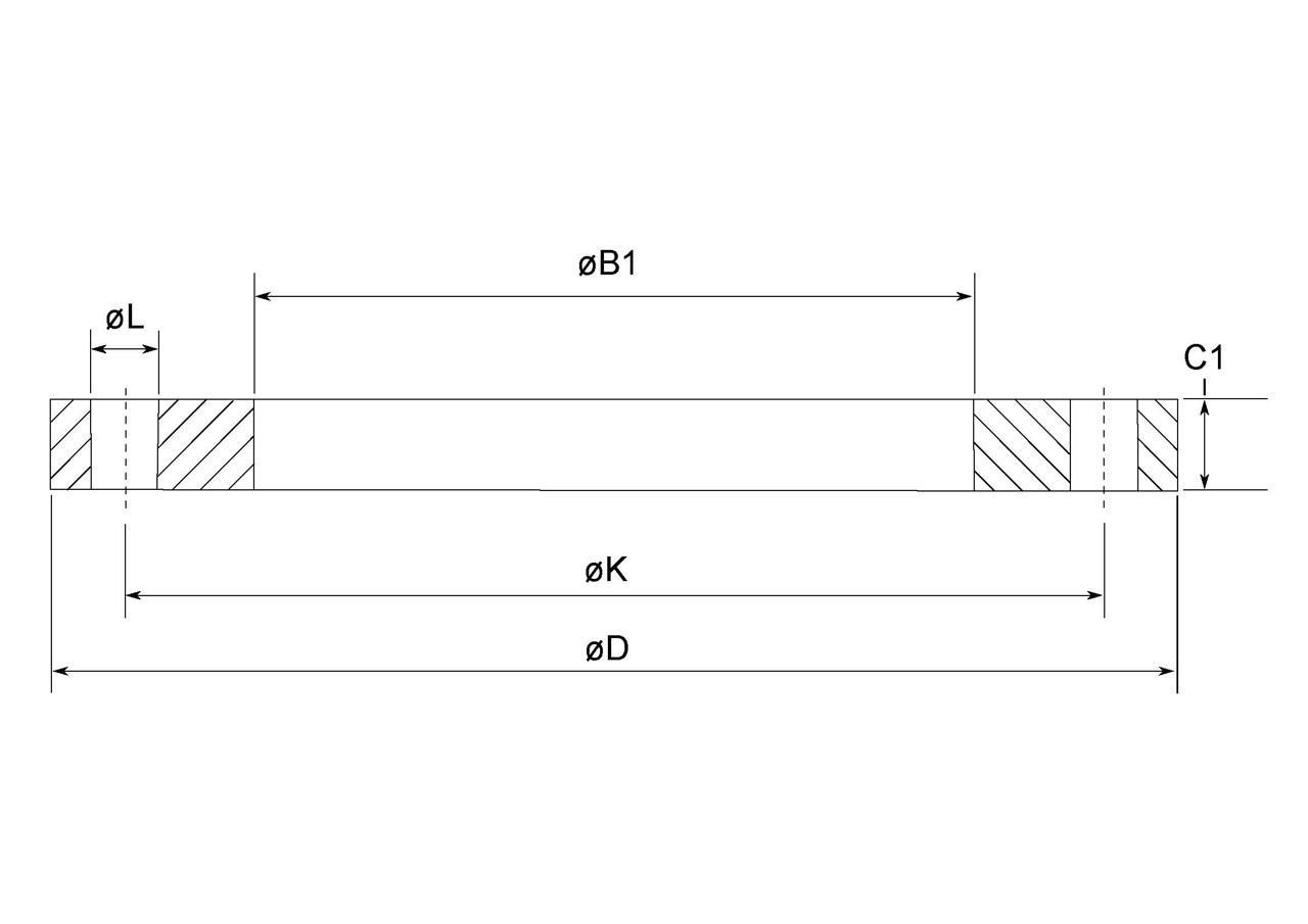Plate flange, EN 1092-1, T:01, PN16, DN250, AISI316L, INDURA