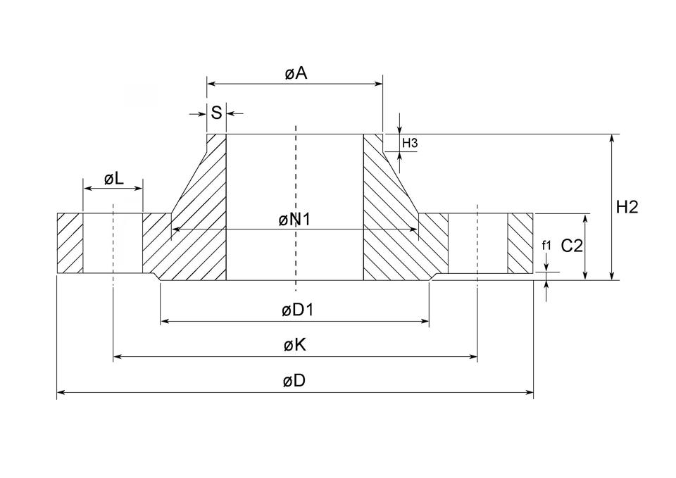 Weld-neck flange, EN 1092-1, T:11, PN10-16, DN80, AISI304L, INDURA