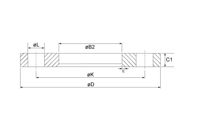 Loose plate flange, EN 1092-1, T:02, PN10, DN1200, AISI304L, INDURA