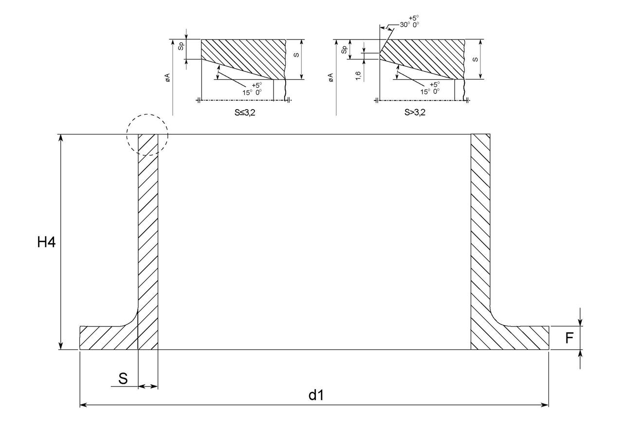 Weldring neck, EN 1092-1, T:35, PN25, DN400, AISI304L, INDURA