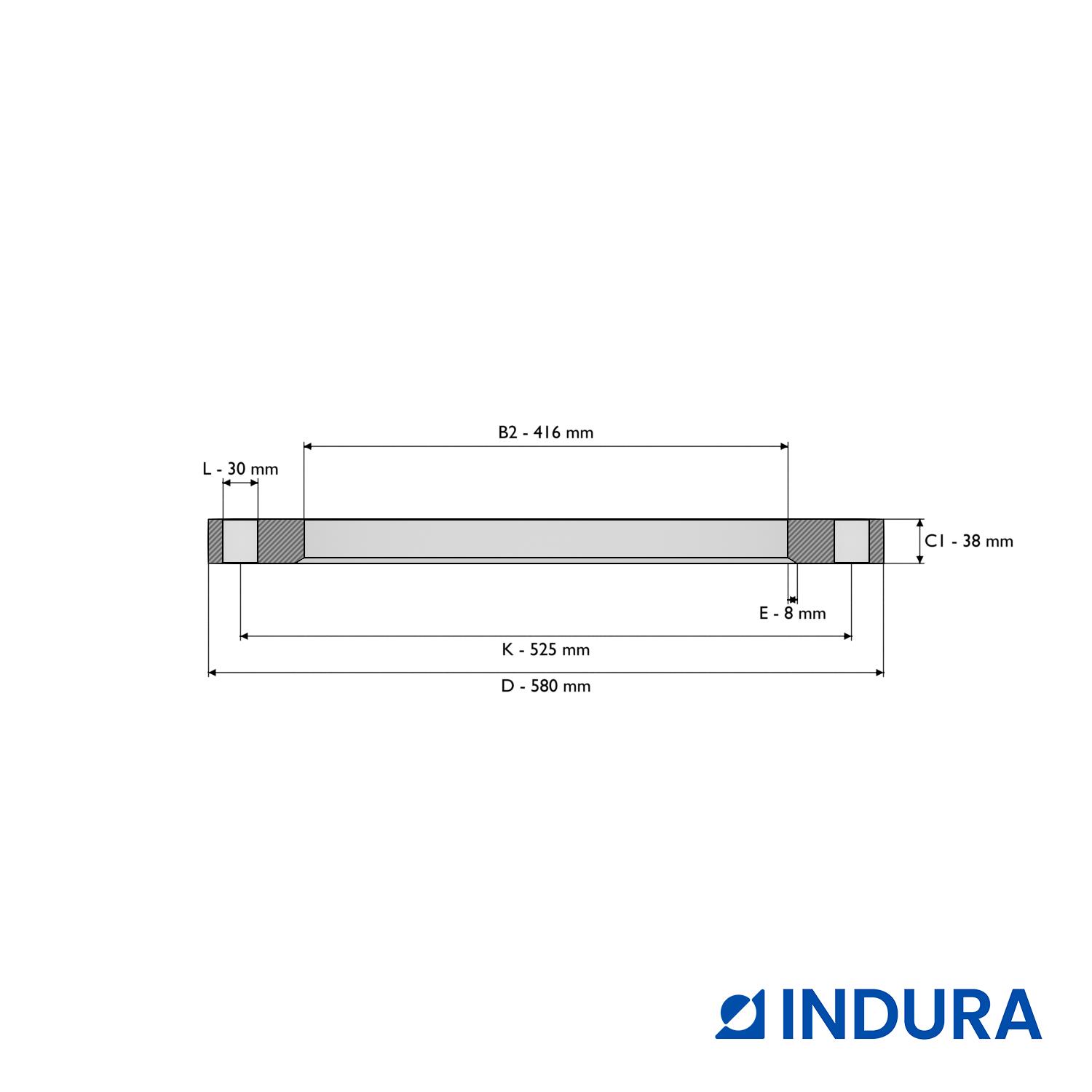 Loose plate flange, EN 1092-1, T:02, PN16, DN400, AISI316L, INDURA