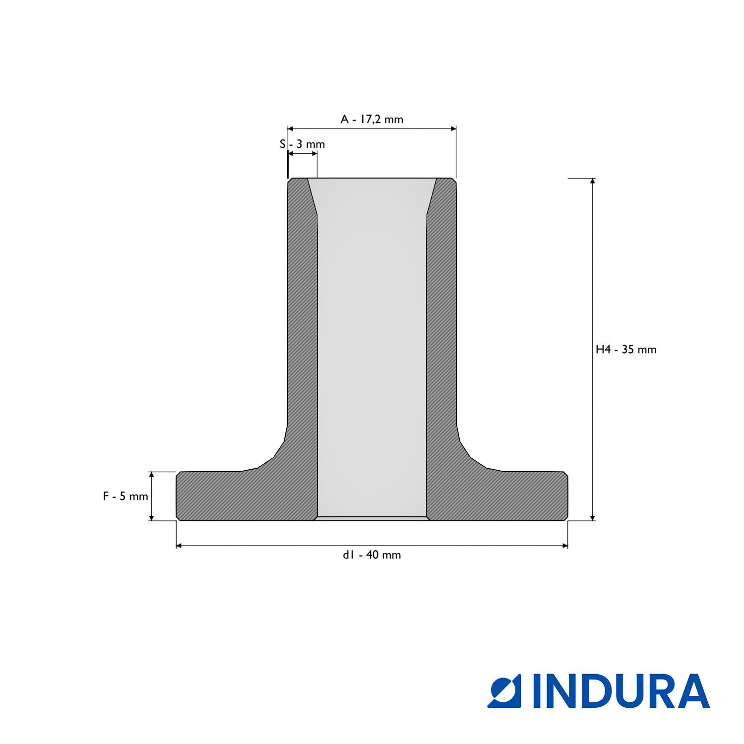 Weld ring neck, EN 1092-1, T:35, PN10-40, DN10, AISI316L, INDURA