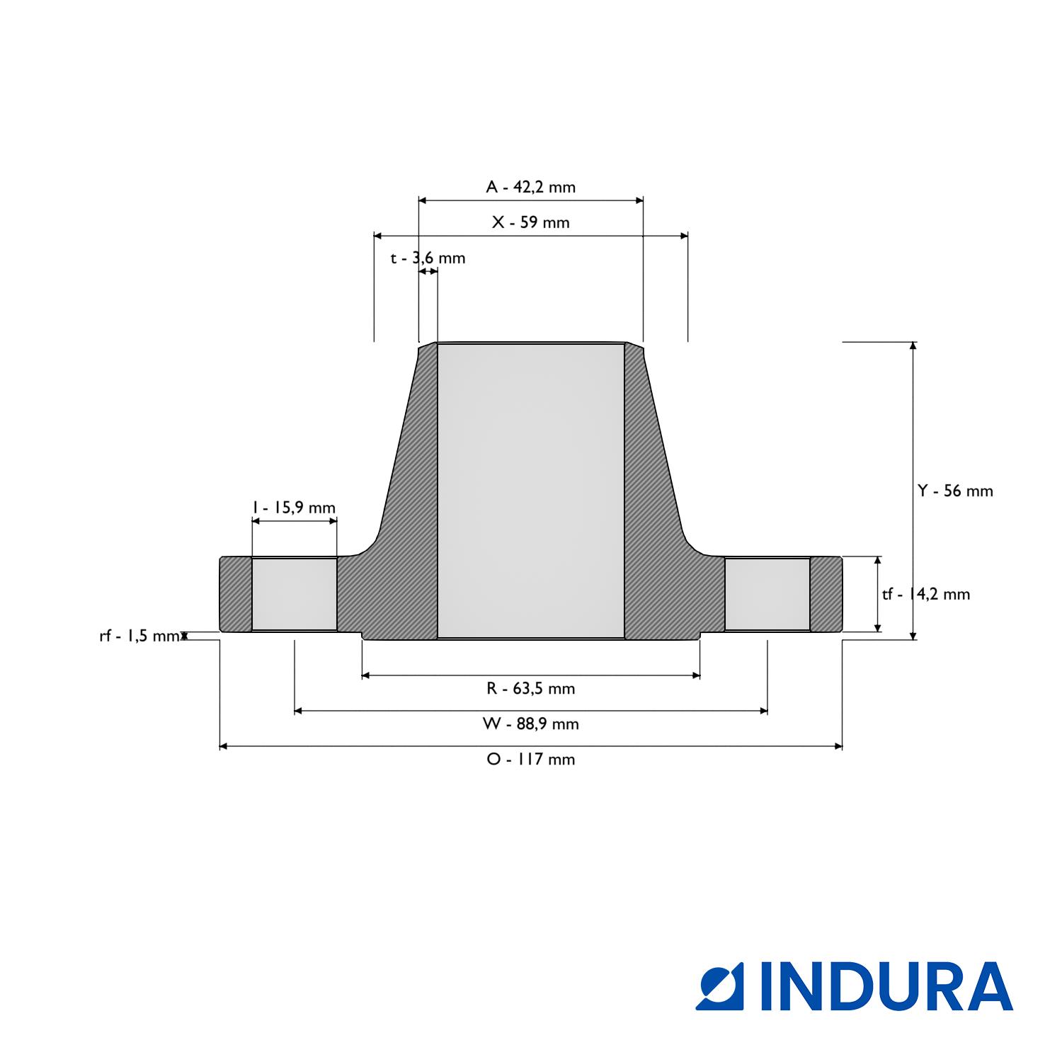 Welding neck flange, ASME B16.5, Sch. Std., 150 lbs, 1 1/4", AISI316L ...