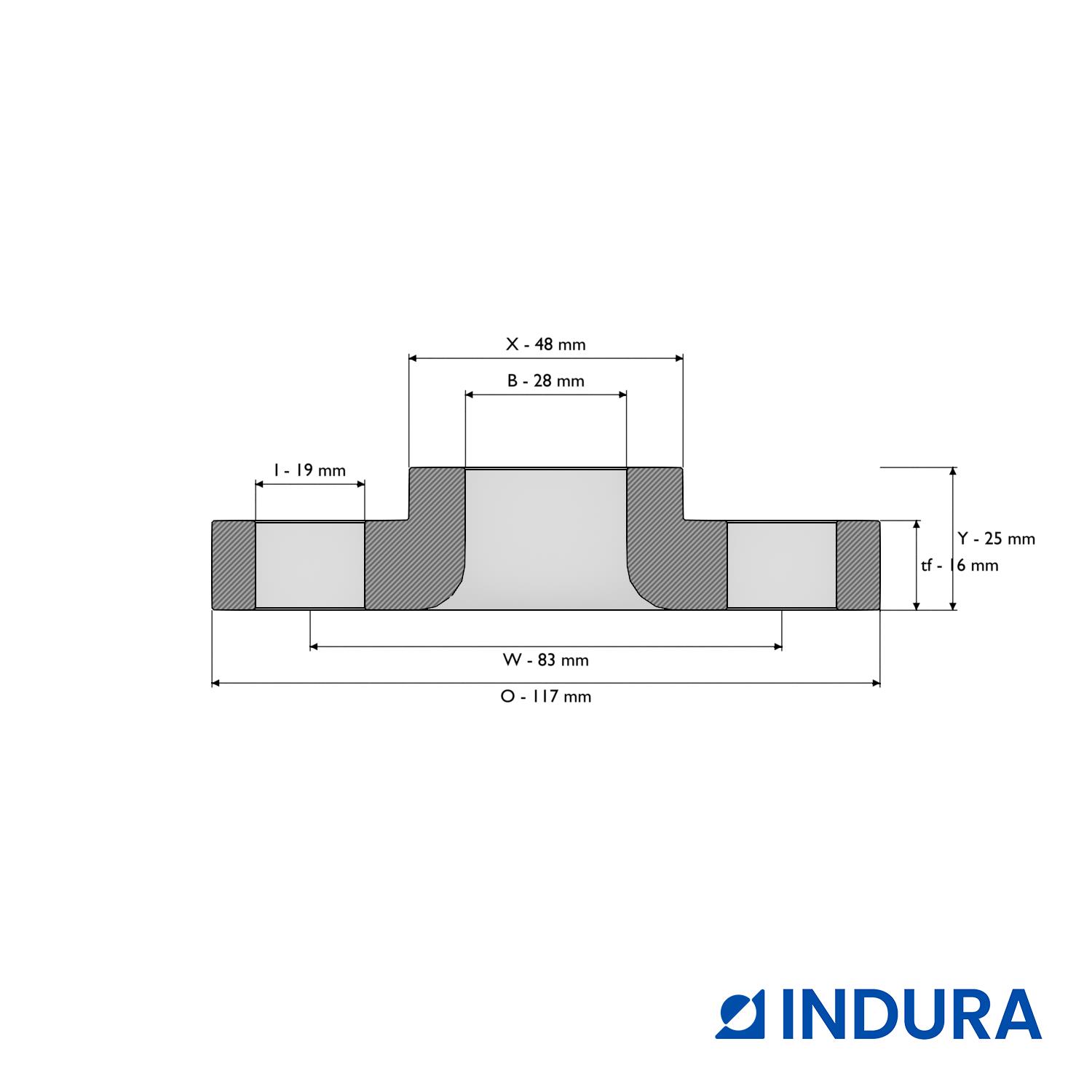 Lap Joint flange, ASME B16.5, 300 lbs, 3/4", AISI316L, INDURA