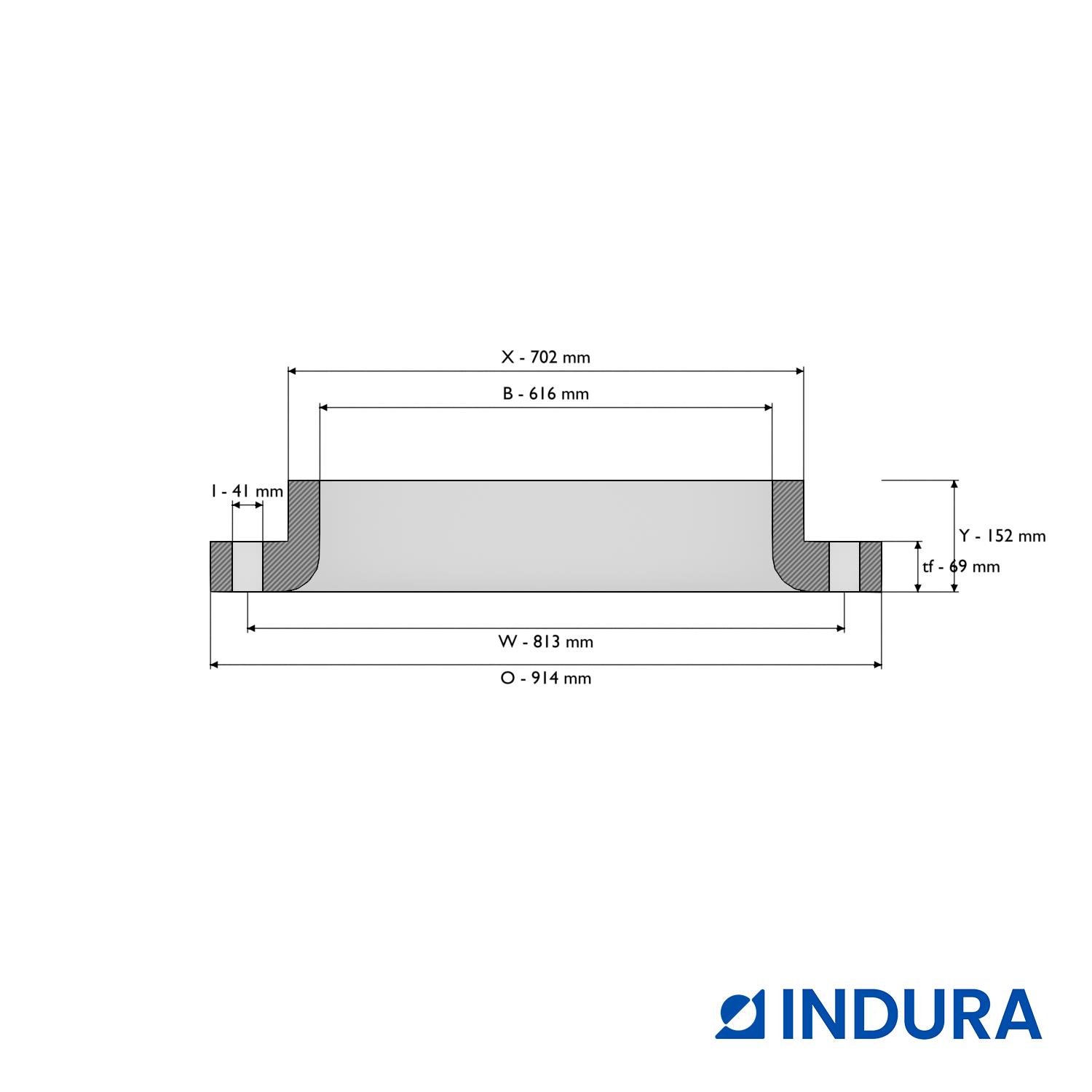 Lap Joint Flansch, ASME B16.5, 300 lbs, 24", AISI304L, INDURA