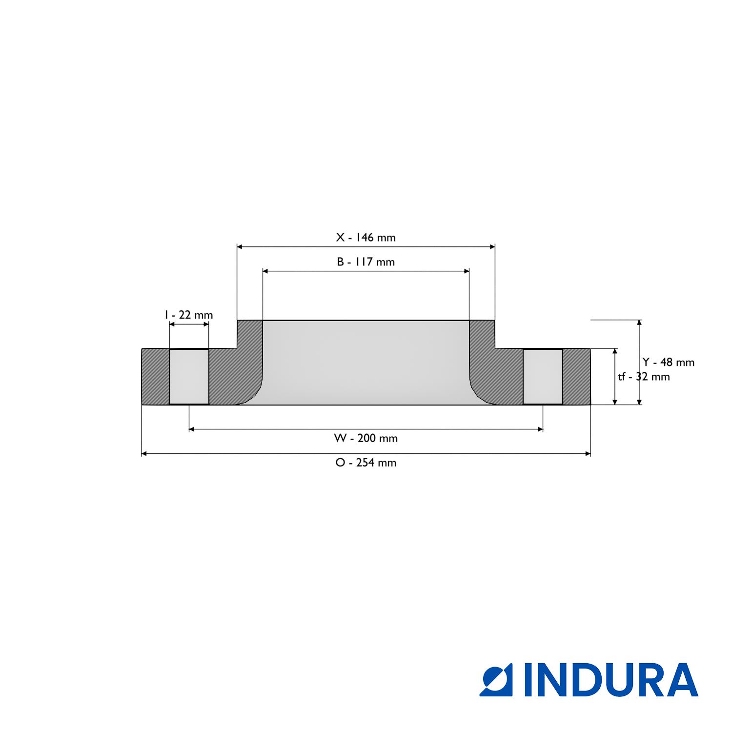 Lap Joint flange, ASME B16.5, 300 lbs, 4", AISI304L, INDURA