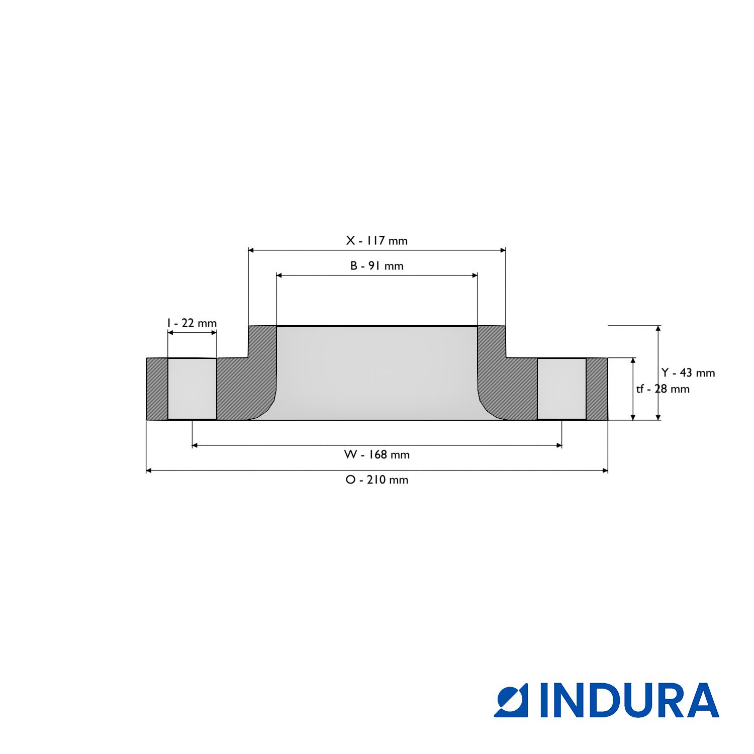 Lap Joint flange, ASME B16.5, 300 lbs, 3", AISI304L, INDURA