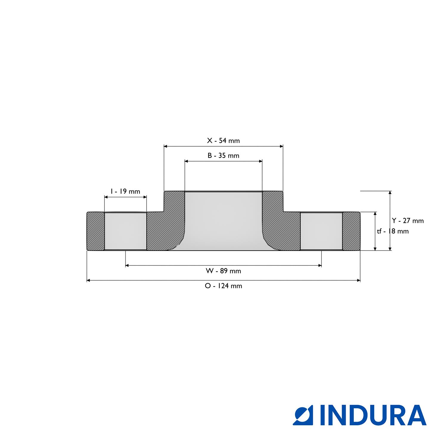 Lap Joint flange, ASME B16.5, 300 lbs, 1", LF2 CL1-SA/A105N-P280GH, INDURA