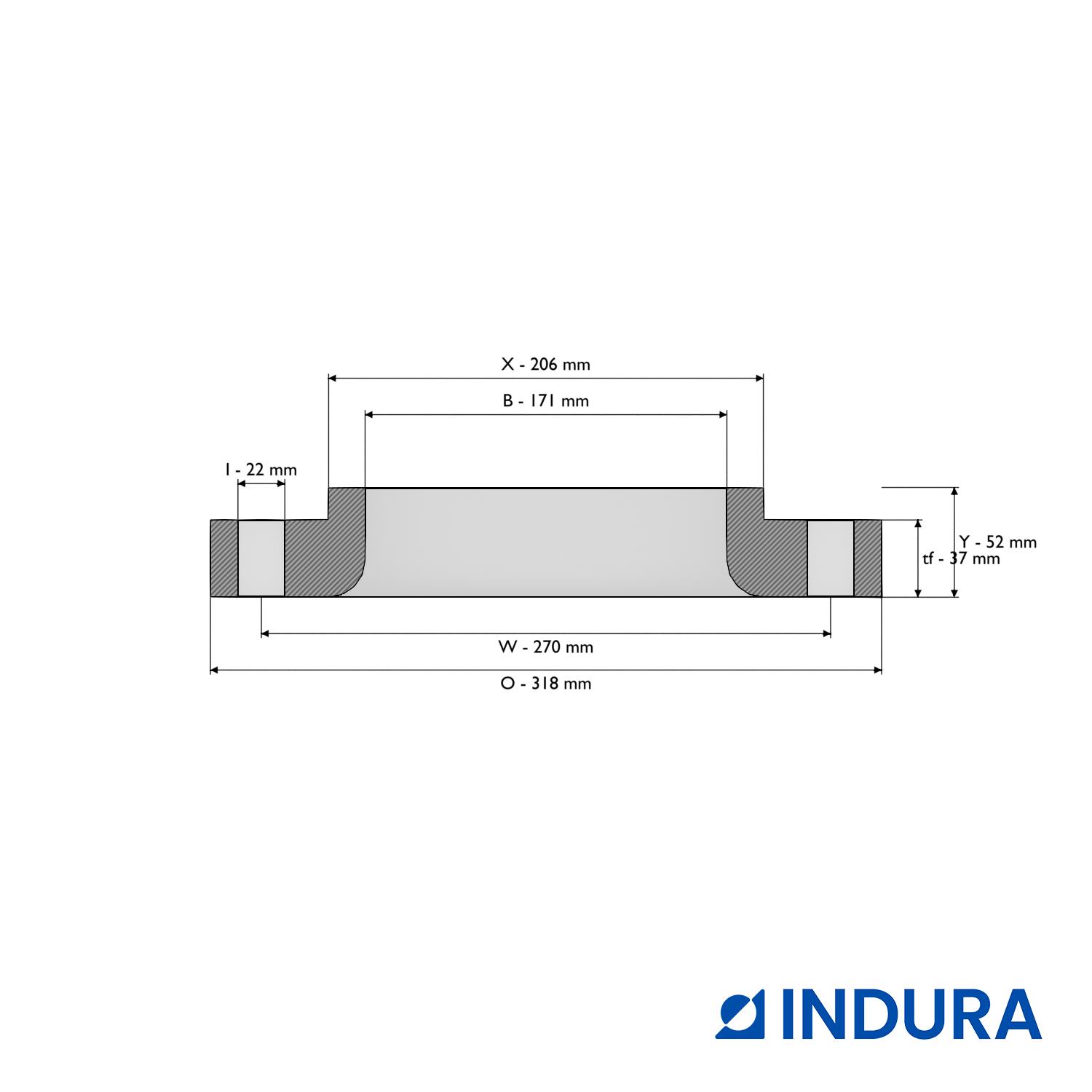 Lap Joint flange, ASME B16.5, 300 lbs, 6", LF2 CL2-SA/A105N-P280GH, INDURA
