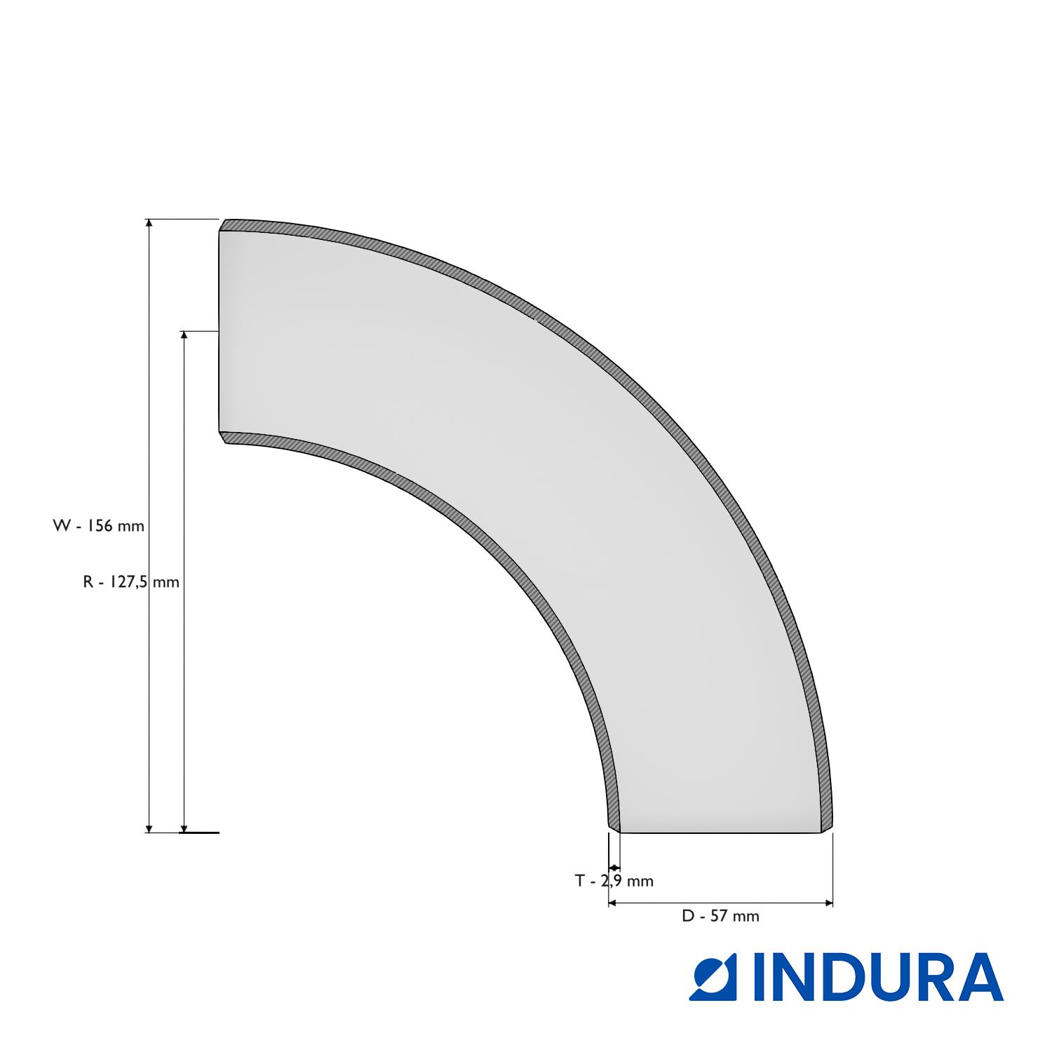 Butt Weld Elbow, EN10253-2, T:A, 57, P235GH-TC1, INDURA