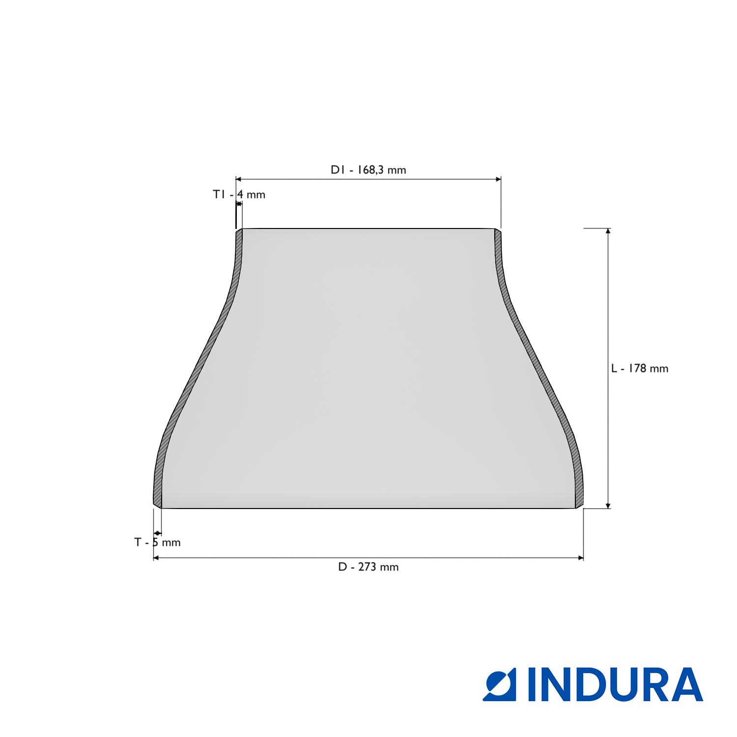 Concentric Reducer, EN10253-2, T:B, 273x168.3, P235GH-TC1, INDURA