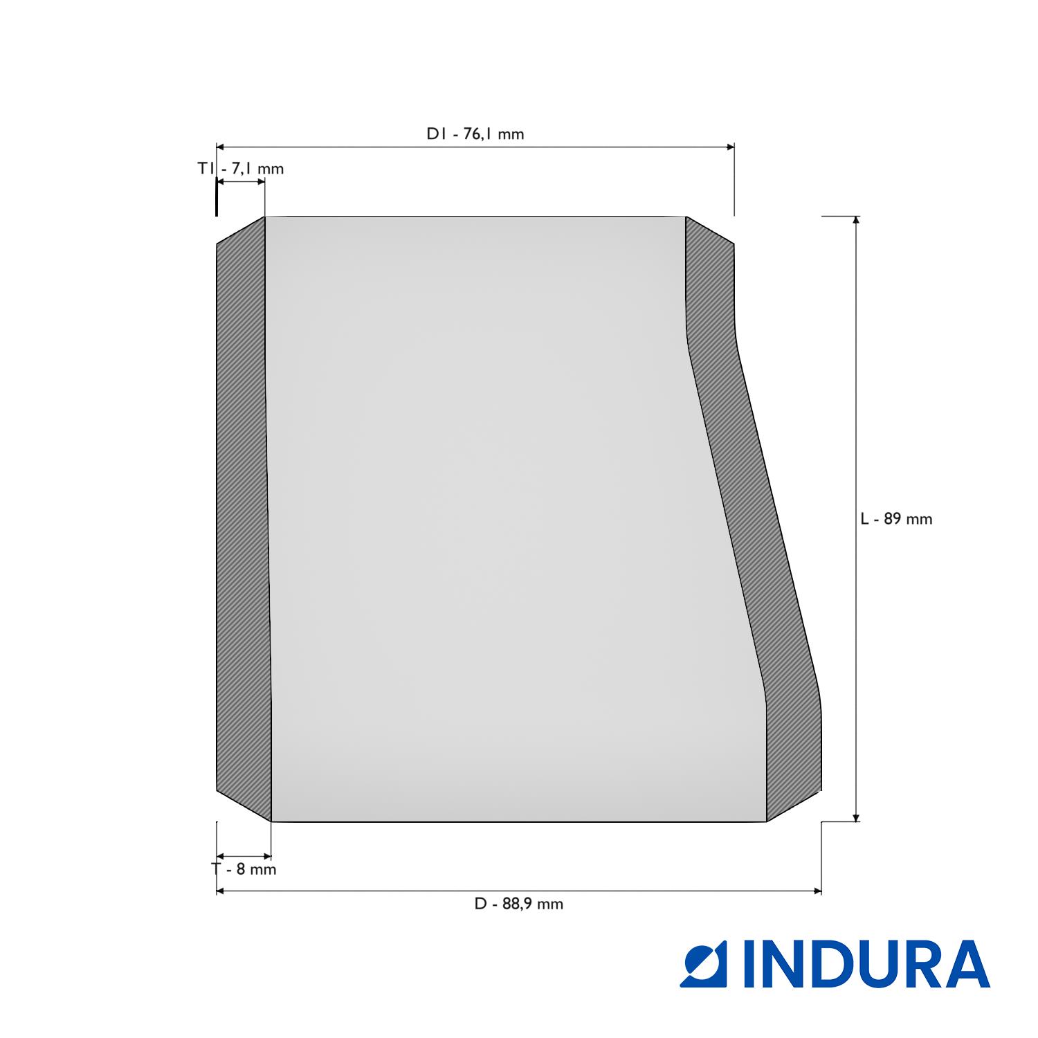Eccentric Reducer, EN10253-2, T:A, 88.9x76.1, P235GH-TC1, INDURA