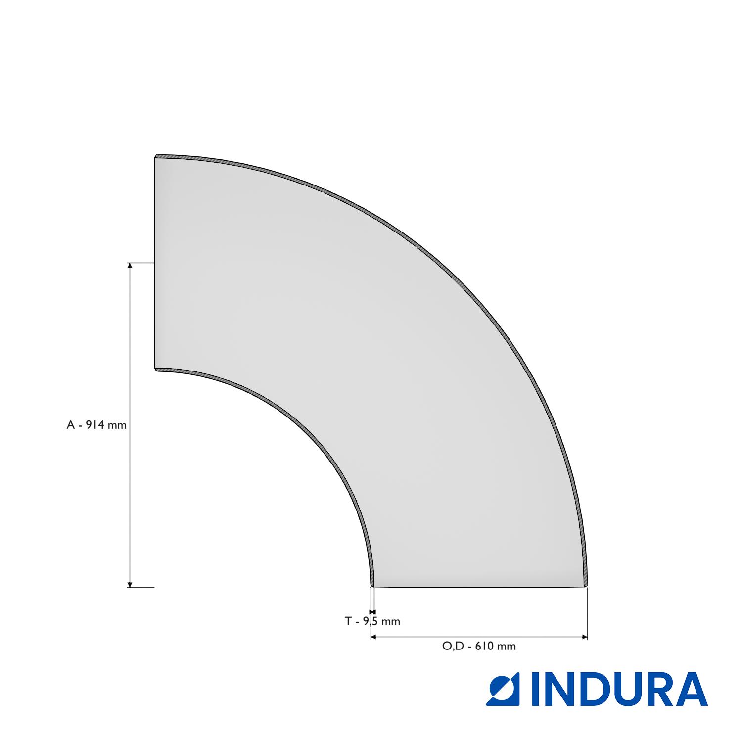 Rohrbogen, ASME B16.9, Sch. Std., 24", A-234 WPB, INDURA