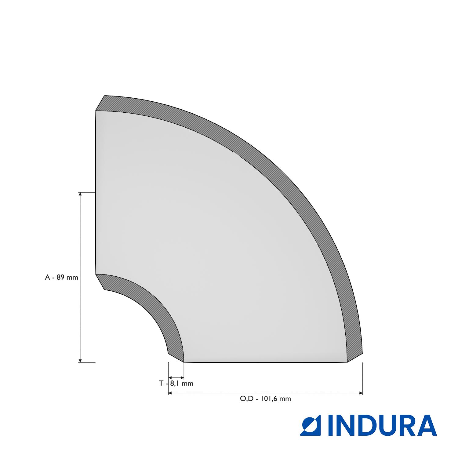 Rohrbogen, ASME B16.9, Sch. XS/80, 3 1/2", A-234 WPB, INDURA