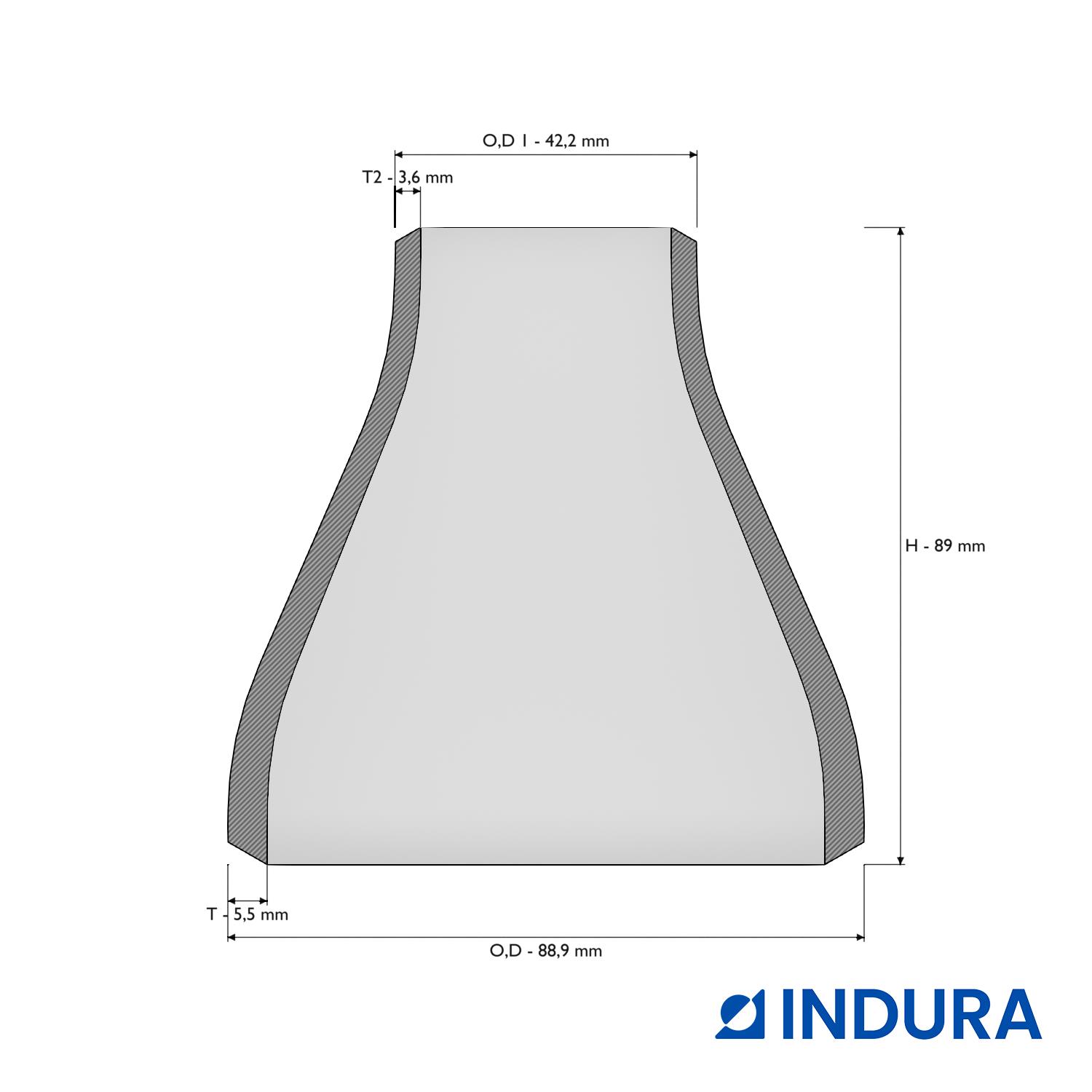 Concentric Reducer, ASME B16.9, Sch. Std./40, 3"x1 1/4", A-234 WPB, INDURA