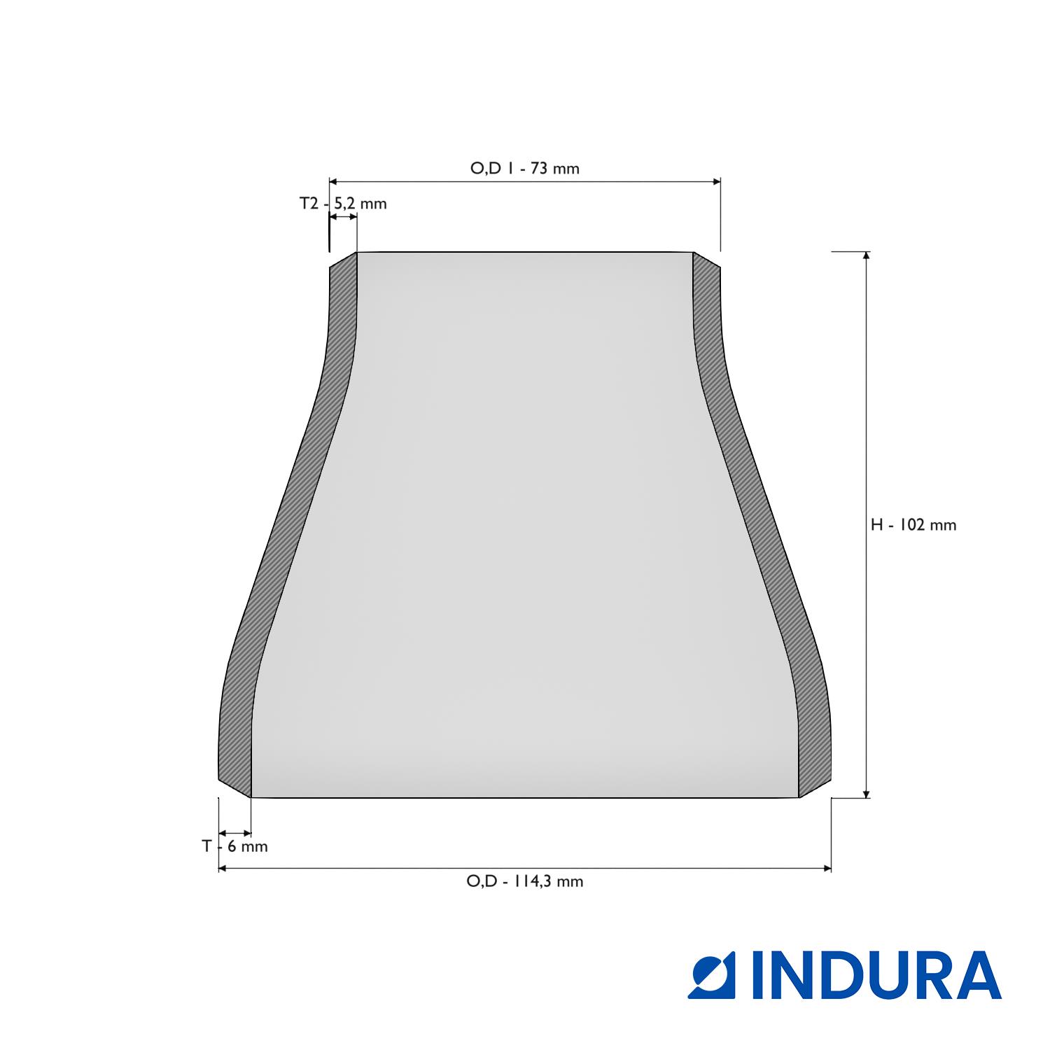 Concentric Reducer, ASME B16.9, Sch. Std./40, 4"x2 1/2", A-234 WPB, INDURA