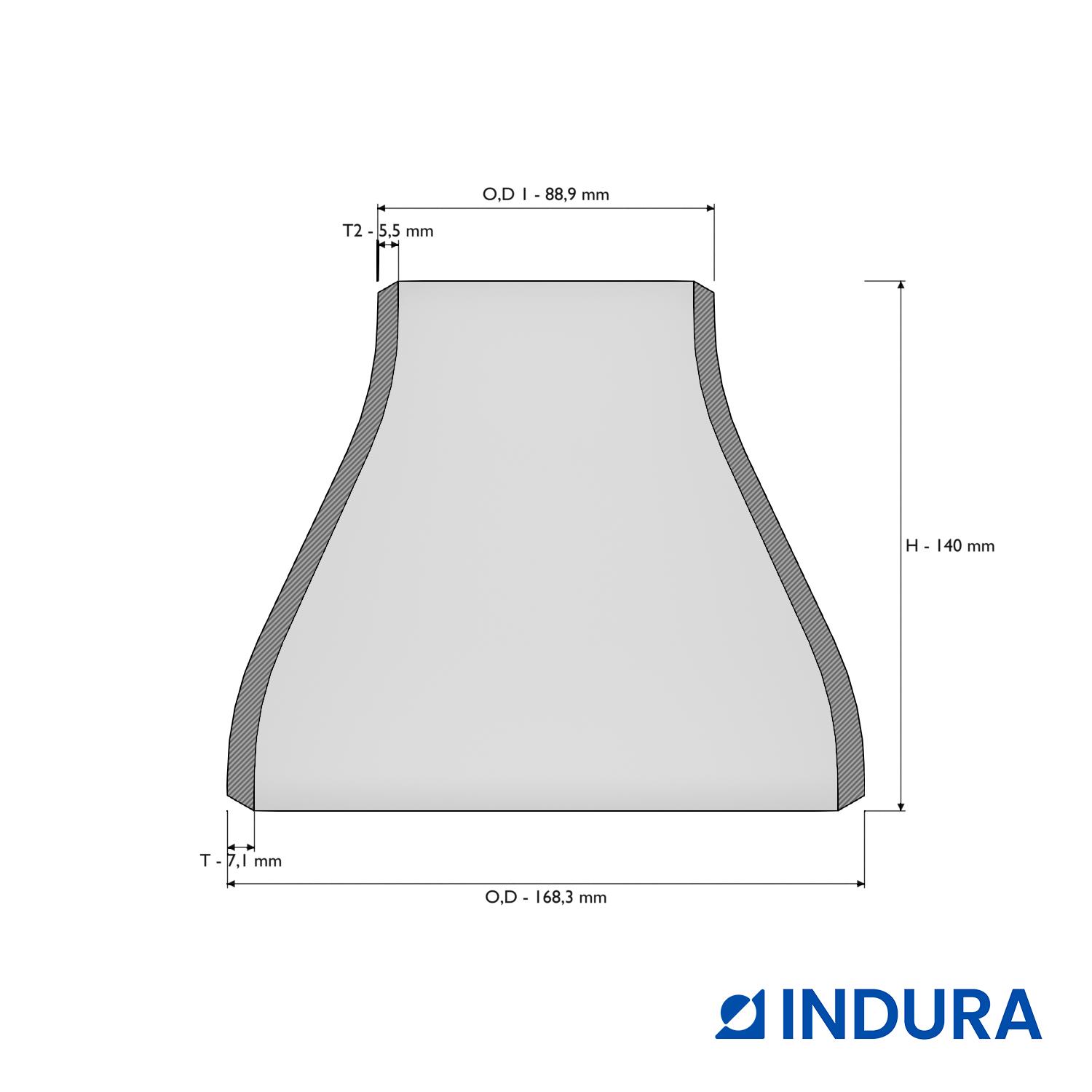Concentric Reducer, ASME B16.9, Sch. Std./40, 6"x3", A-234 WPB, INDURA