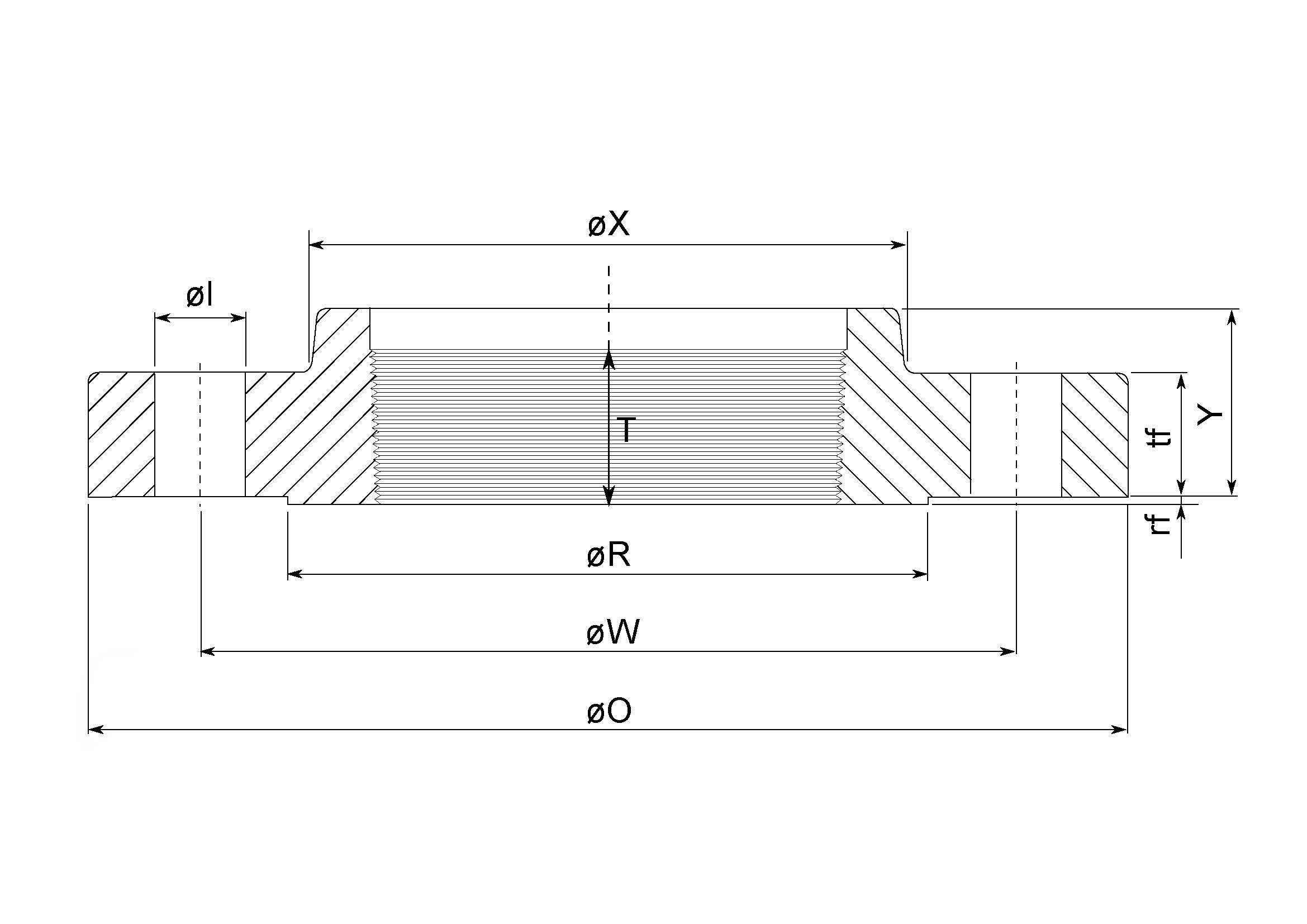 Threaded flange, ASME B16.5, 150 lbs, 1 1/4", AISI316L, INDURA