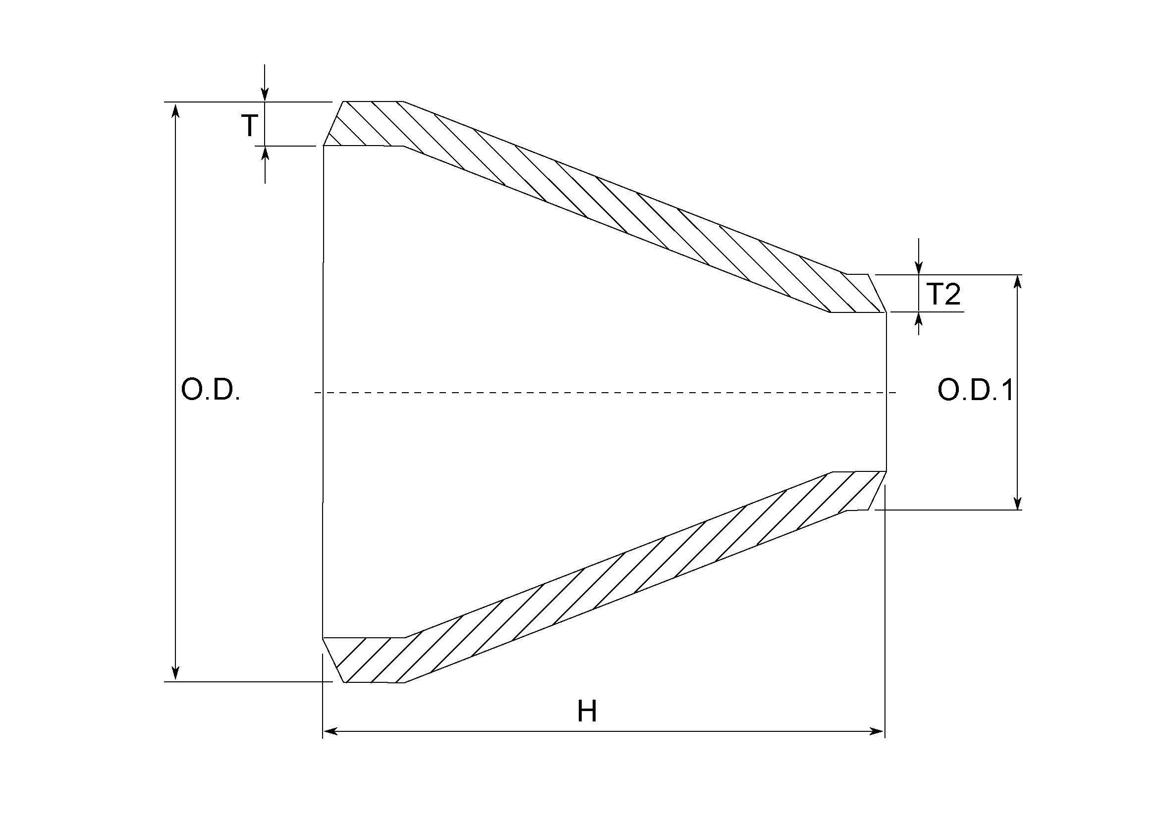 Concentric Reducer, ASME B16.9, Sch. XS/80, 5"x2 1/2", A-234 WPB, INDURA